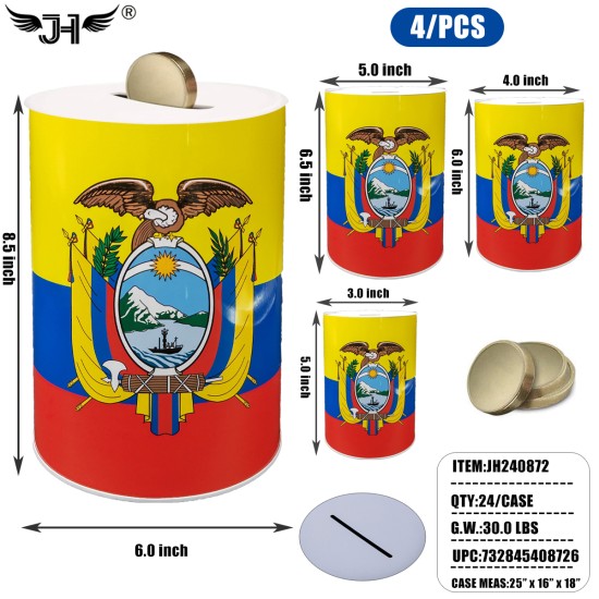 COUNTRY MONEY CAN - ECUADOR 4PC SET 24PC/CS