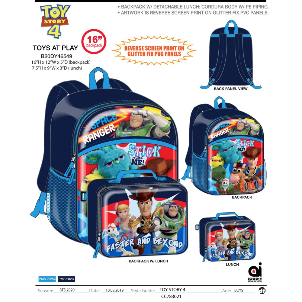 BACKPACK W/ LUNCH BOX - 16" TOY STORY 24PC/CS