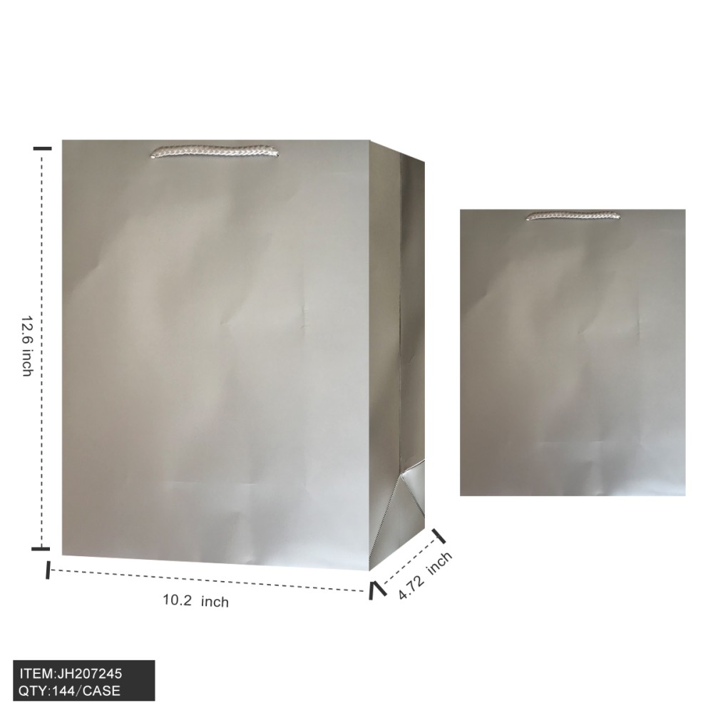 SOLID GIFT BAG - #3 SIZE M SLIVER 10"x5"x13" 12DZ/CS