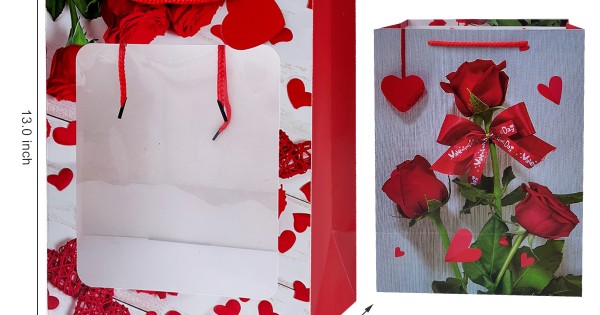 WINDOW OPEN GIFT BAG - #3 SIZE M 13"X10"X6" 6DZ/CS