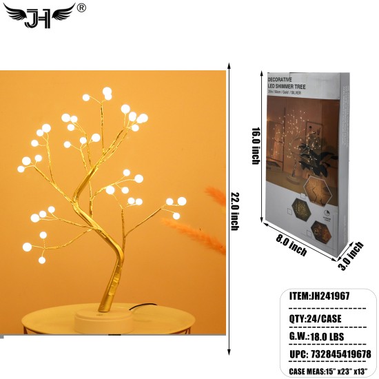 LIGHT UP TREE - 36 HEAD WARM LIGHT W/USB 22" 24PC/CS