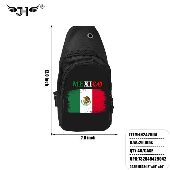 FLAG CROSSBODY BAG - MEXICO 12"x7" 12PC/4BD/48PC/CS
