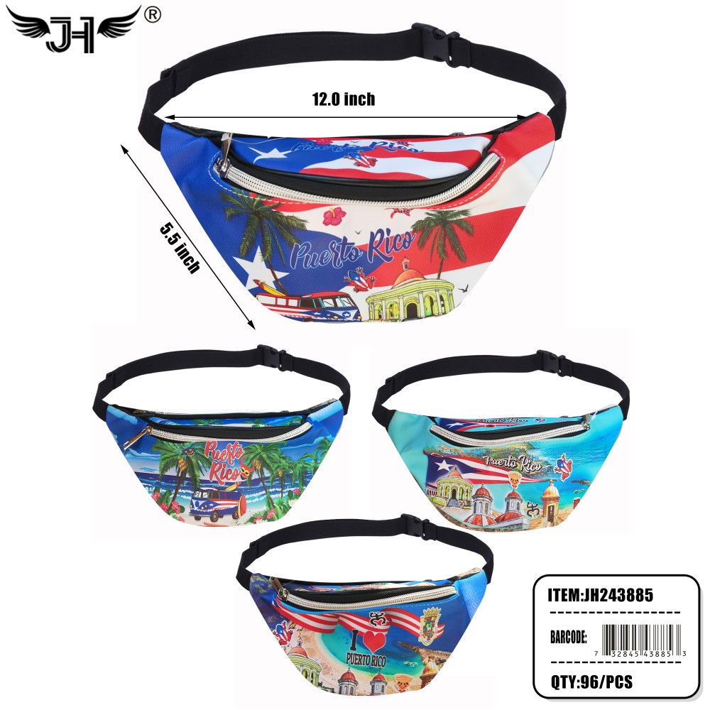 FLAG WAIST BAG - PUERTO RICO 6"X3"X13" 8DZ/CS